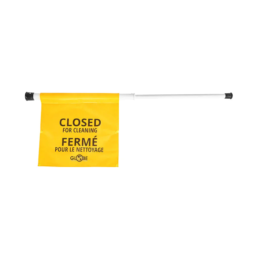 Globe | Closed for Cleaning Spring Loaded Doorway Sign, Bilingual, Yel ...