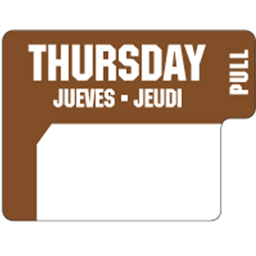 Ecolab | DuraLabel Day Label, 1" x 3/4", English/French/Spanish, Thurs ...