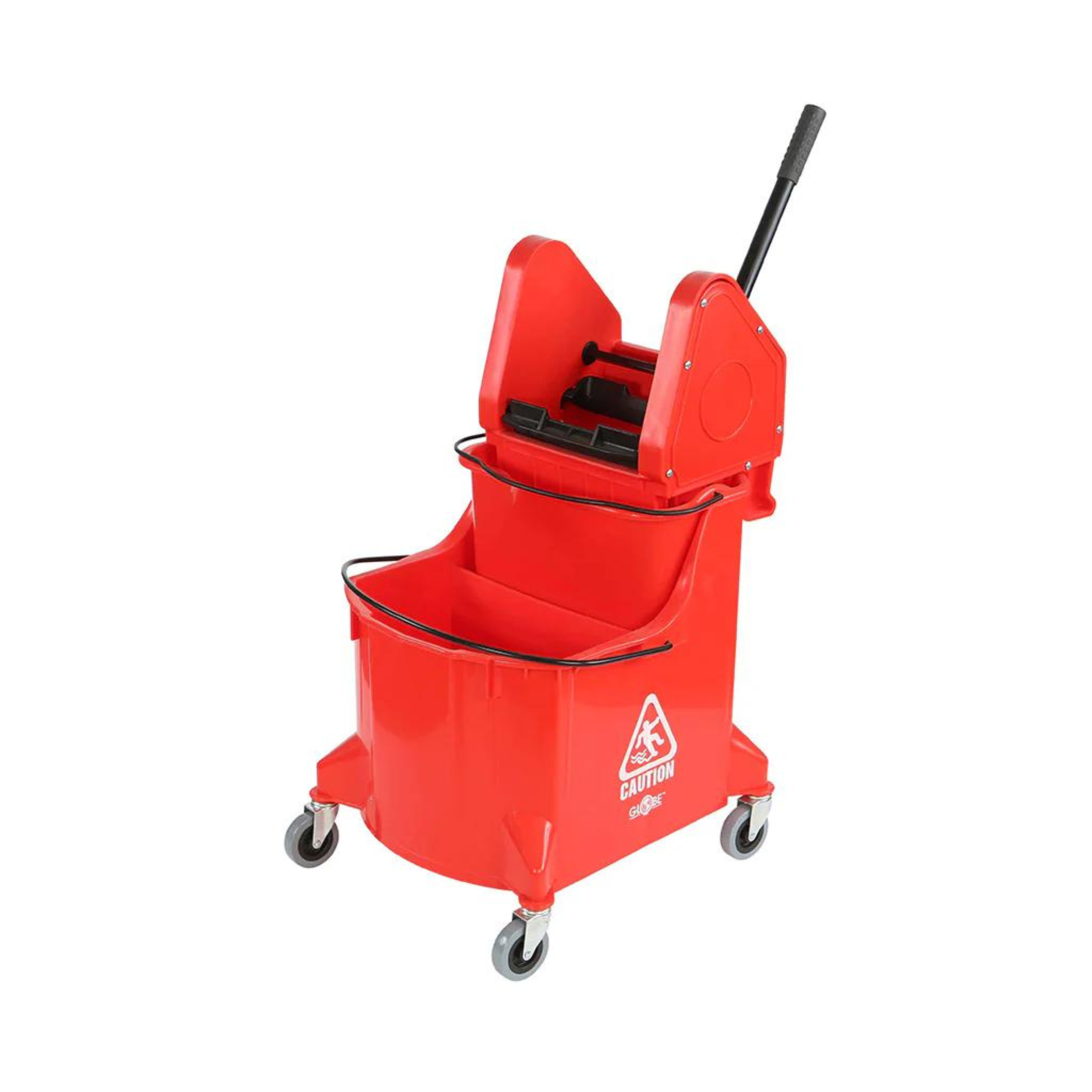 Globe | Dual Chamber Mop Bucket, Downpress Wringer, 35 Qt, Red ...
