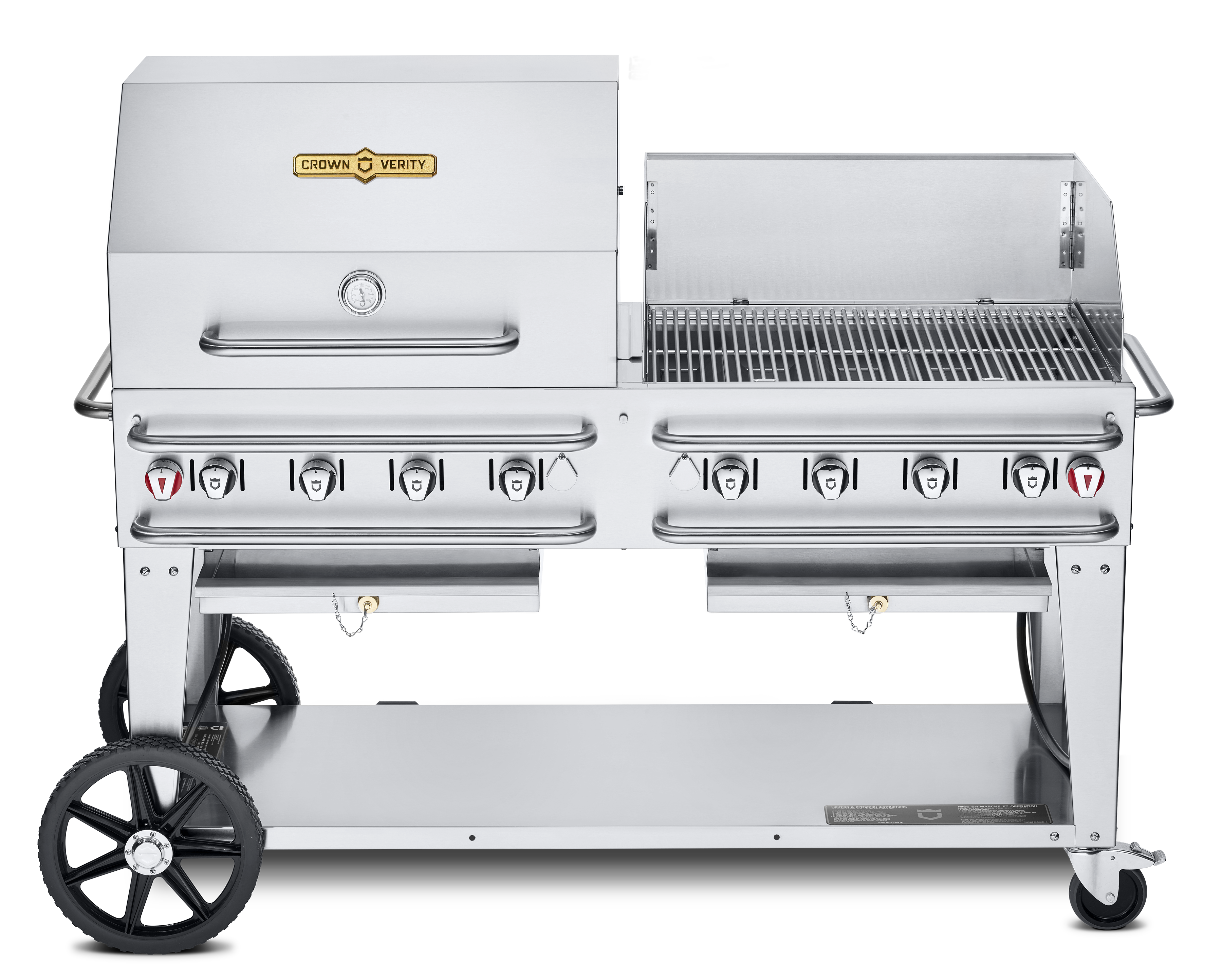 Crown Verity Pro Series Rental 60" Gas Grill with Crash Bars, 30" Roll ...