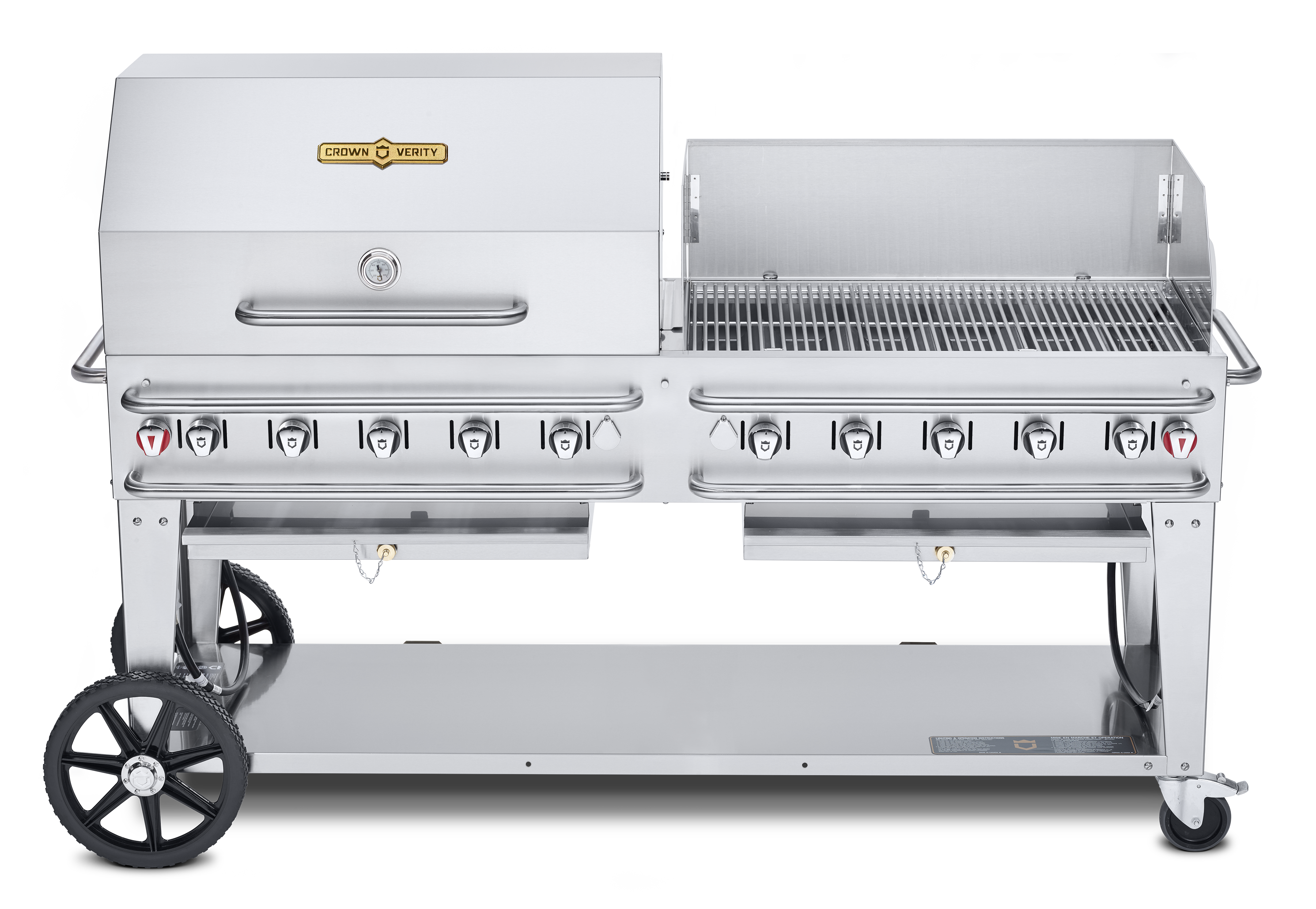 Crown Verity Pro Series Rental 72" Gas Grill with Crash Bars, 36" Roll ...