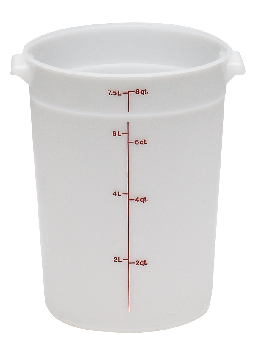 Cambro Poly Round Food Storage Container, 8 qt, White - RFS8148 ...