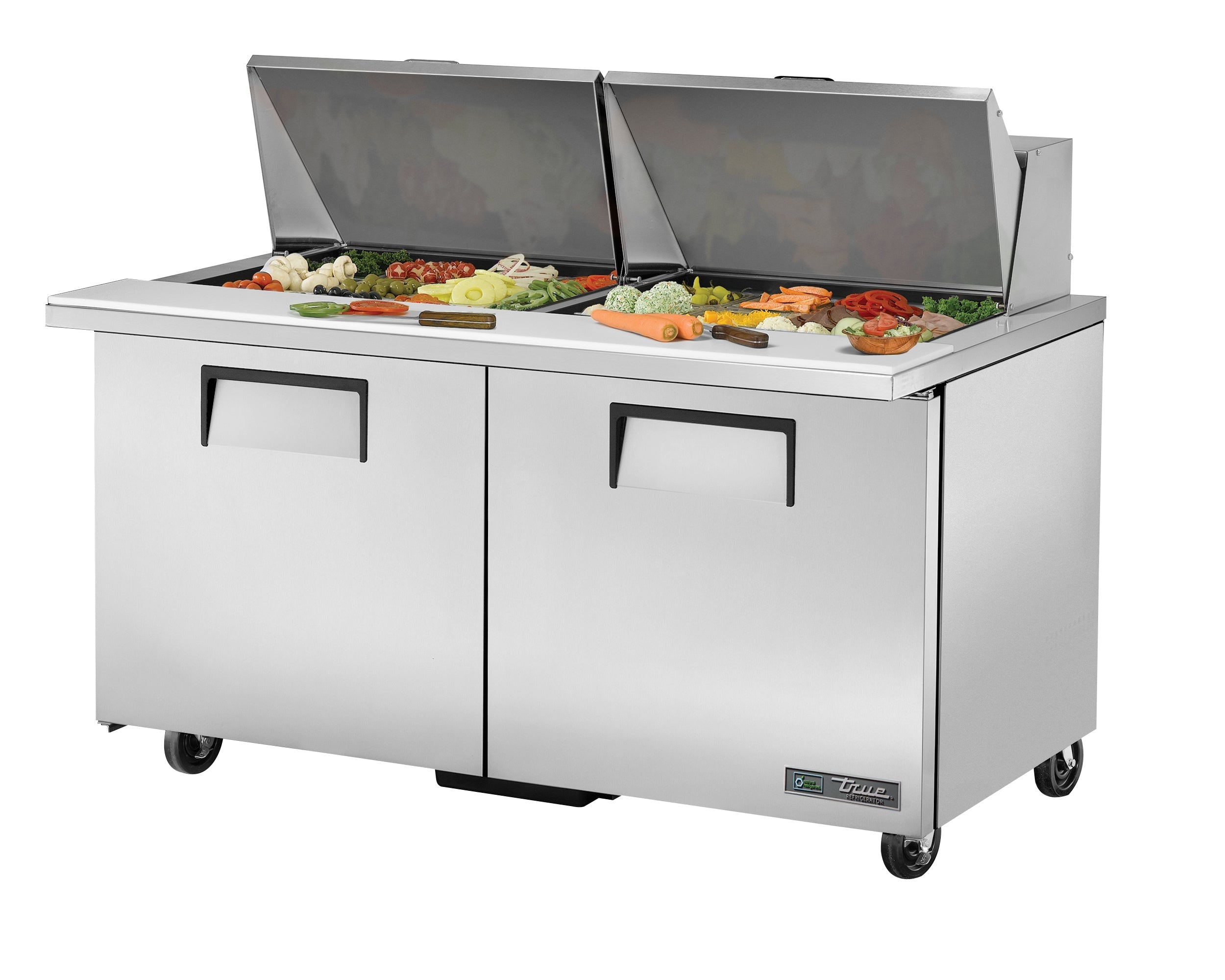 True Mega Top Double Door 24 Pan Sandwich/Salad Prep Table, 60", 115/6 ...